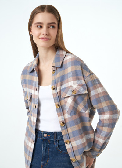 Рубашка утепленная Oversize Fit в клетку (VSW815F16-T5) купить недорого ...