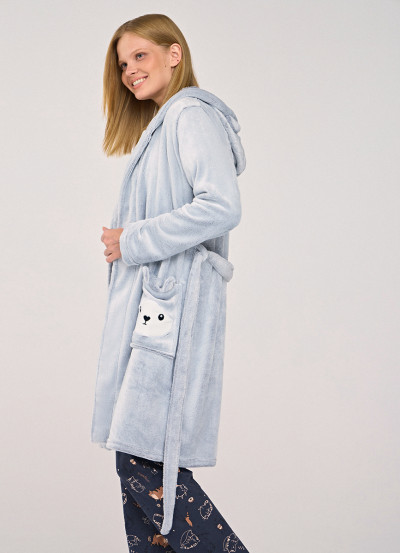 Халат флисовый с капюшоном (VEW75CF16-92) купить недорого за 999 ₽ в ...